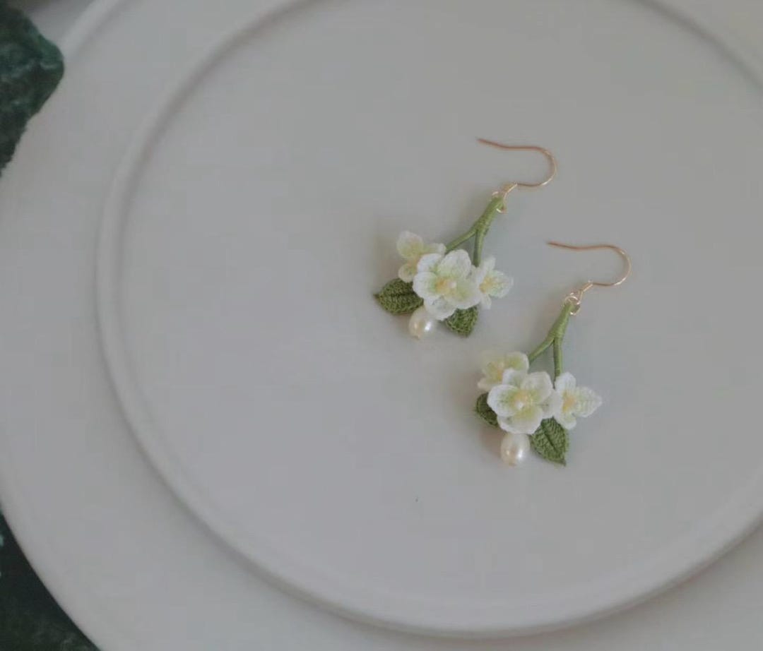 Lily Micro Crochet Earrings, Microcrochet Earrings, Handmade Earrings ...