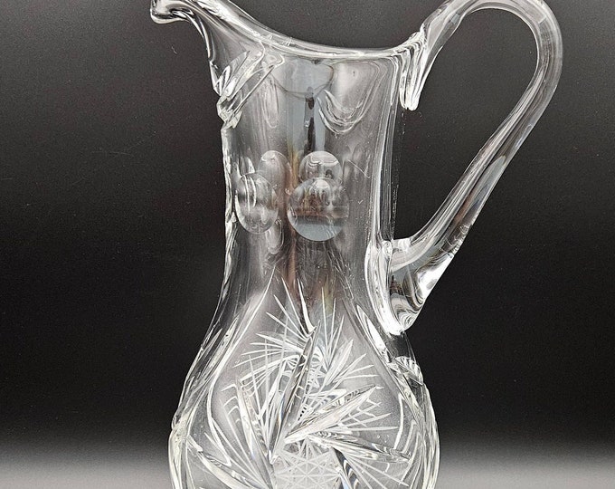 Vintage Pitcher - by AMERICAN CUT - Eleanor Pattern - Clear Crystal Jug ...