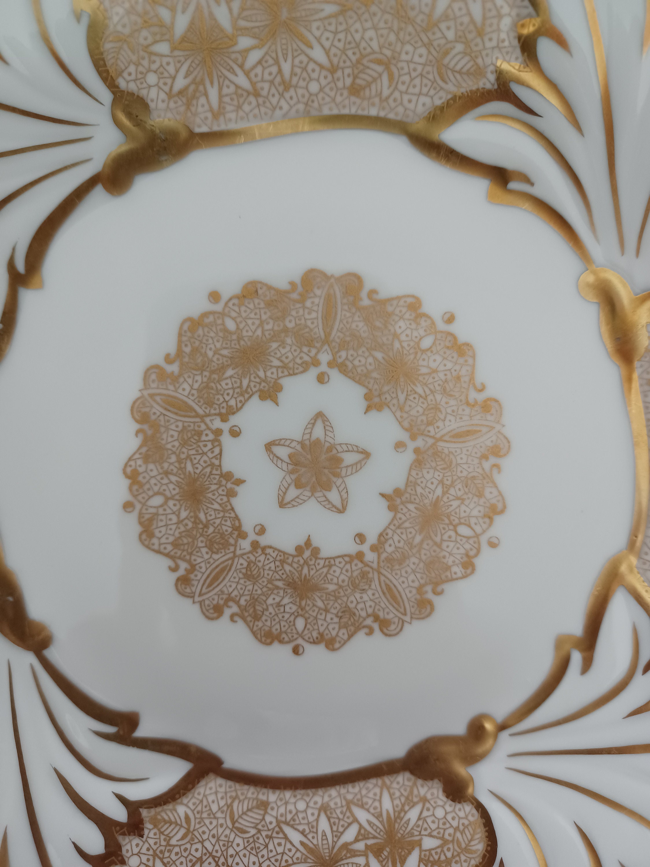 Vintage Weimar Porcelain Gold Floral Motif Platter Plate Weimar East ...