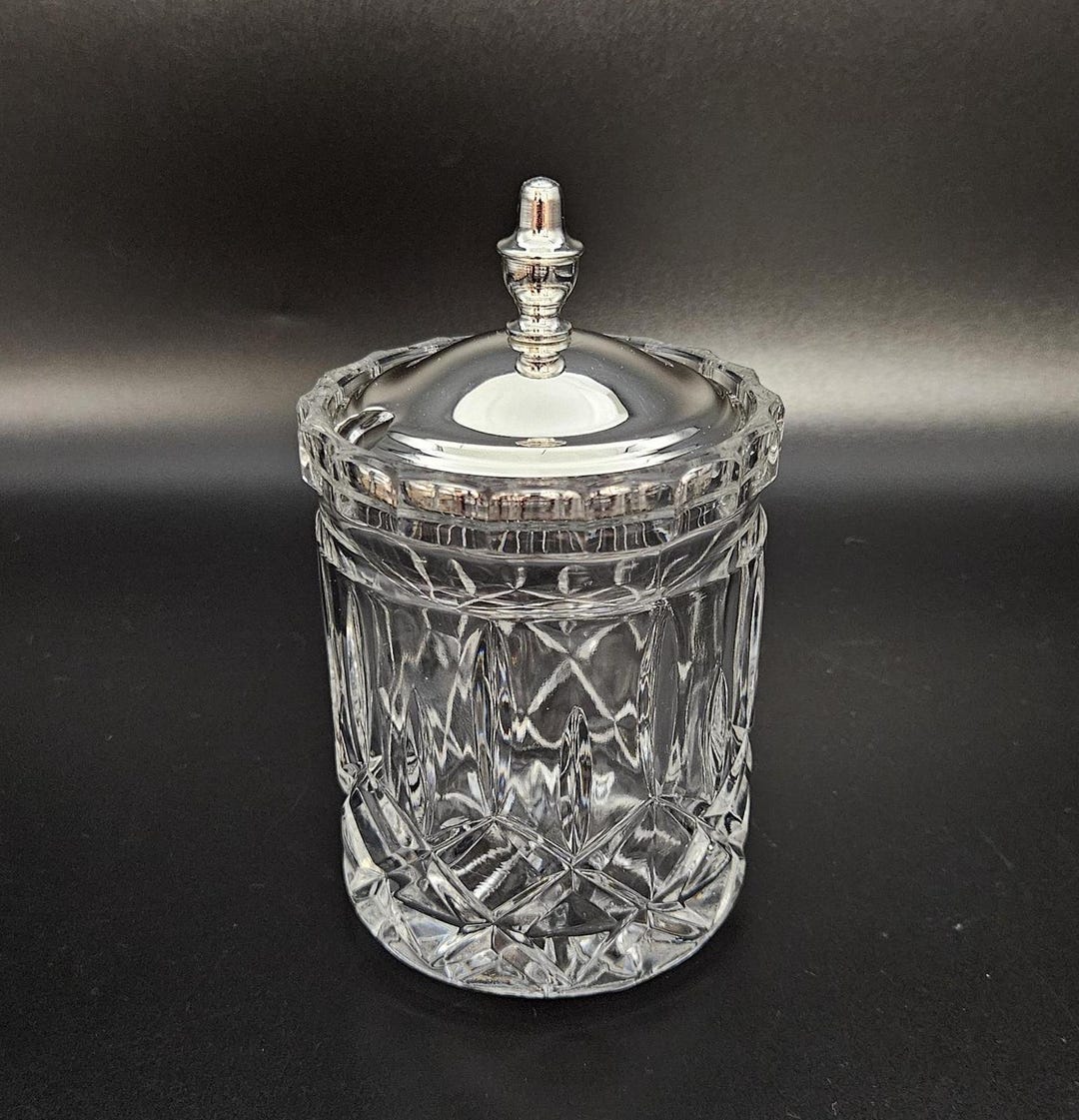 Vintage Cut Crystal Hand-blown Biscuit Barrel With Lid Candy Small ...