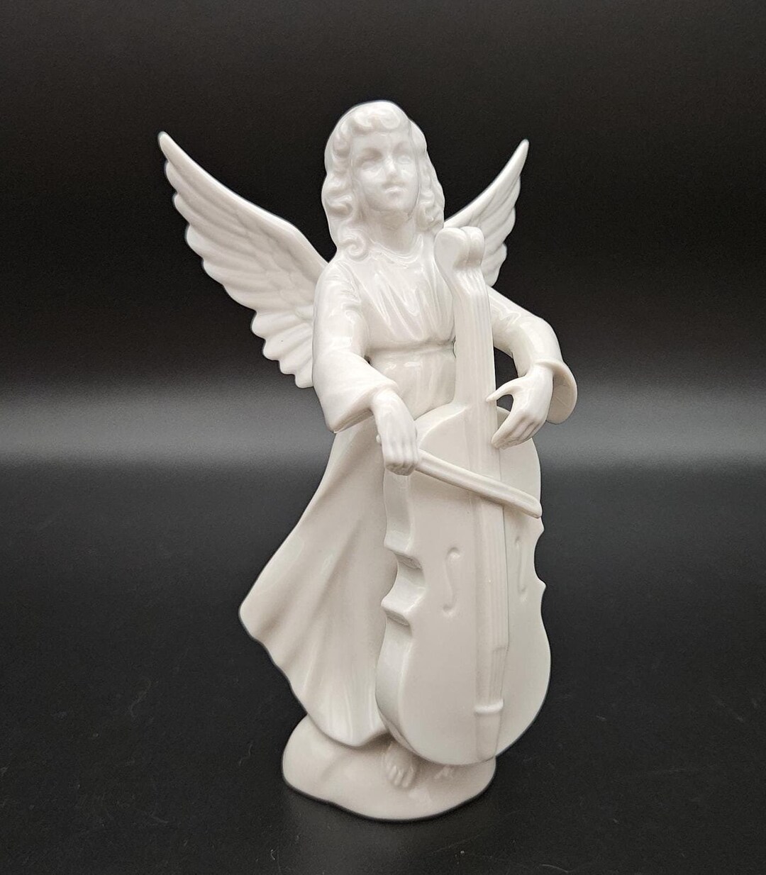 Vintage Dresden Germany White Porcelain Angel Figurine Playing Bass ...