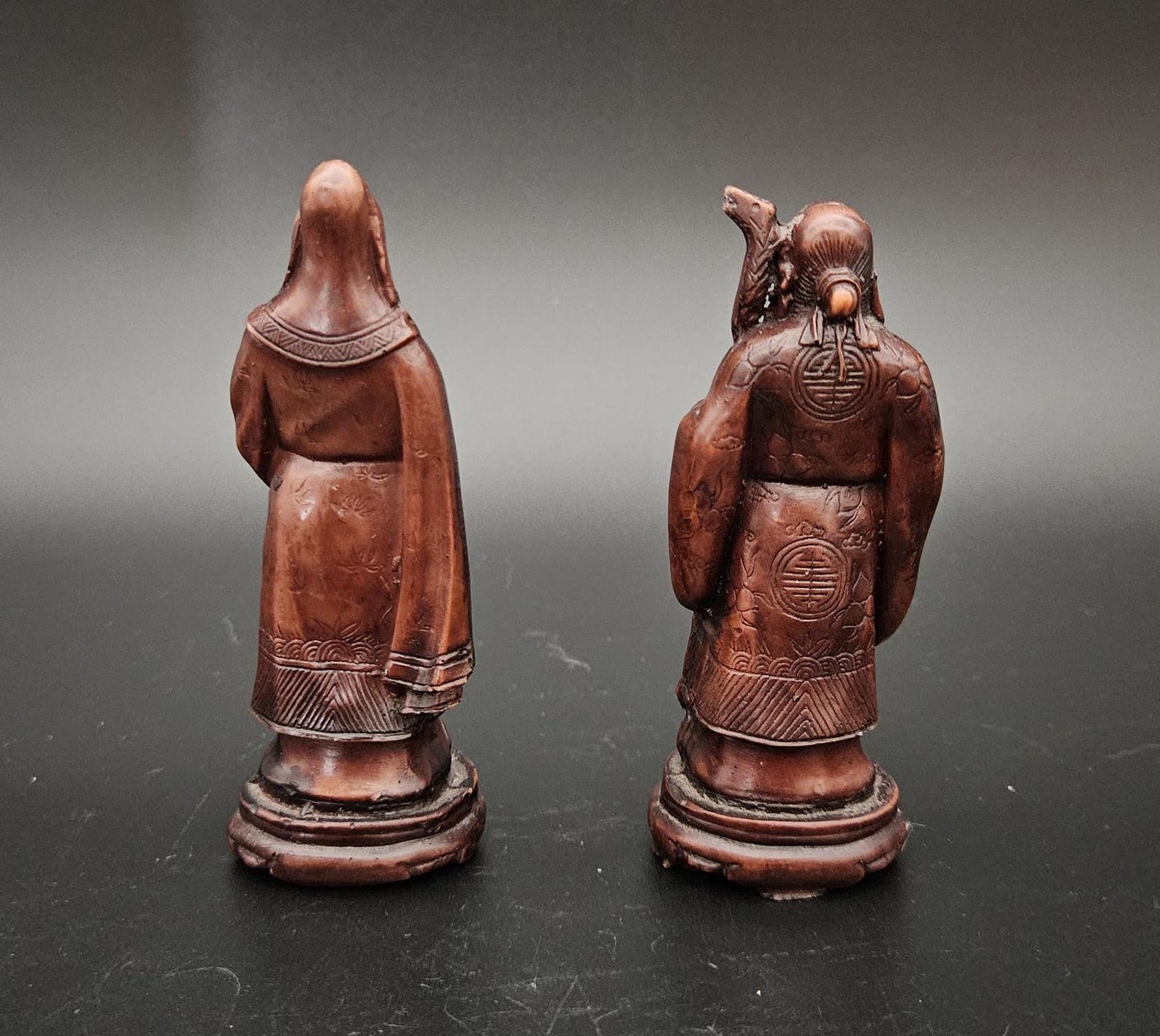 Vintage Hand Carved Boxwood Asian Philosopher Statues – Set of 2 - Etsy