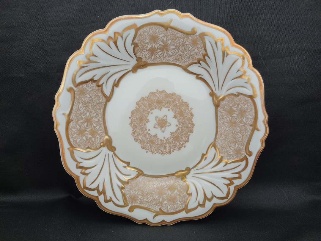 Vintage Weimar Porcelain Gold Floral Motif Platter Plate Weimar East ...