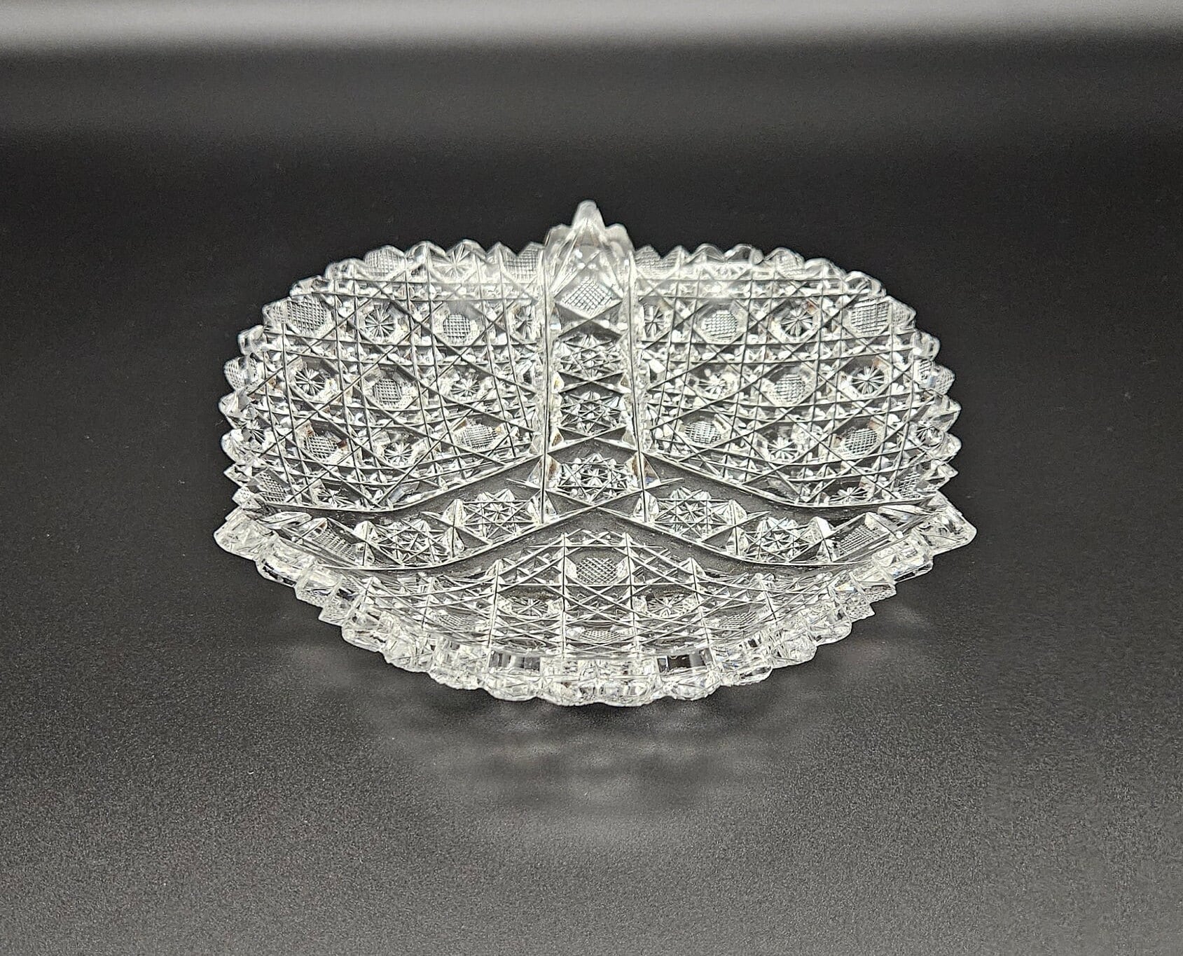 Antique Candy Dish American Brilliant Period Clear Cut Crystal Glass ...