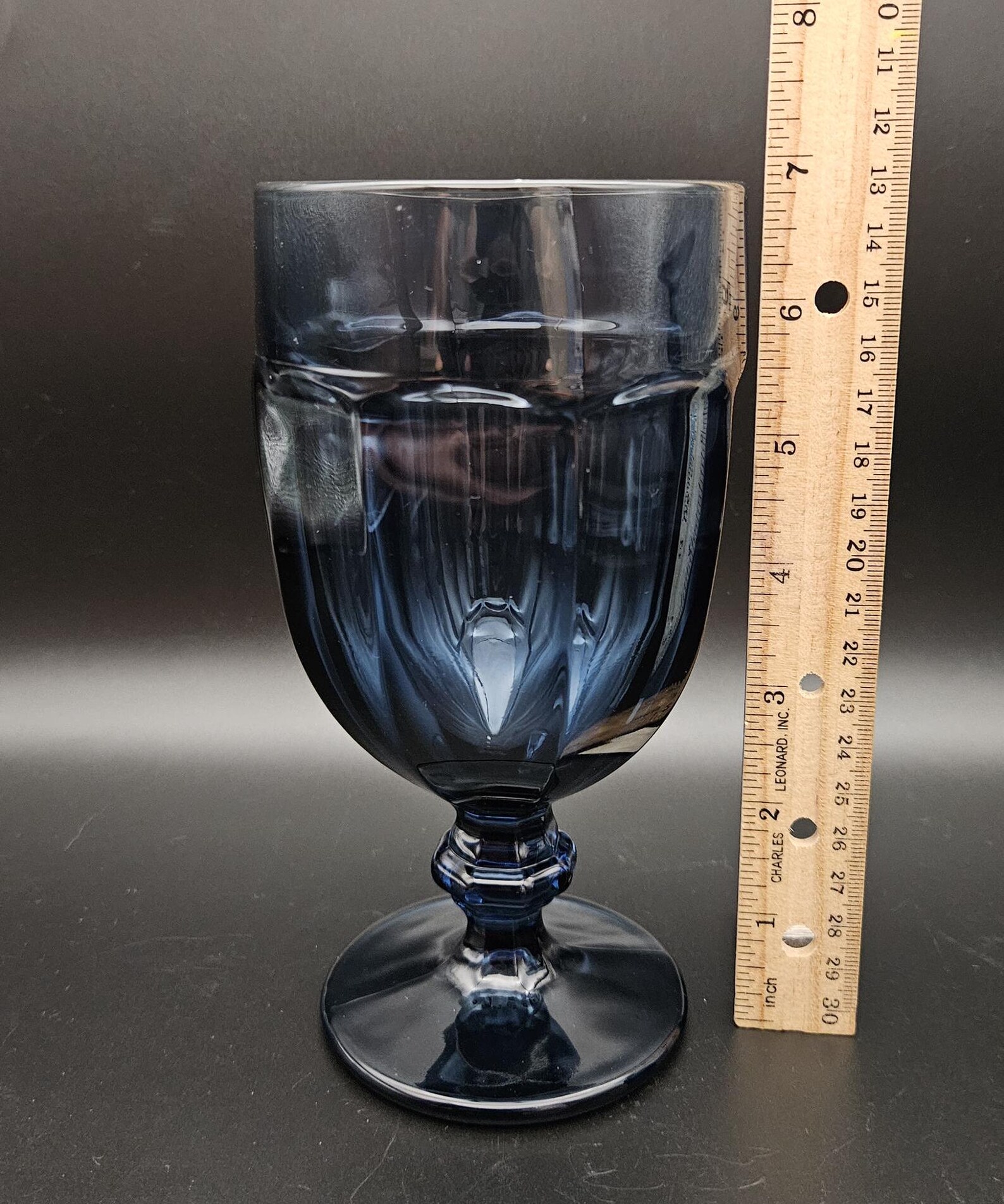 Vintage Libbey Water Glasses - Gibraltar Dark Dusky Blue Pattern ...