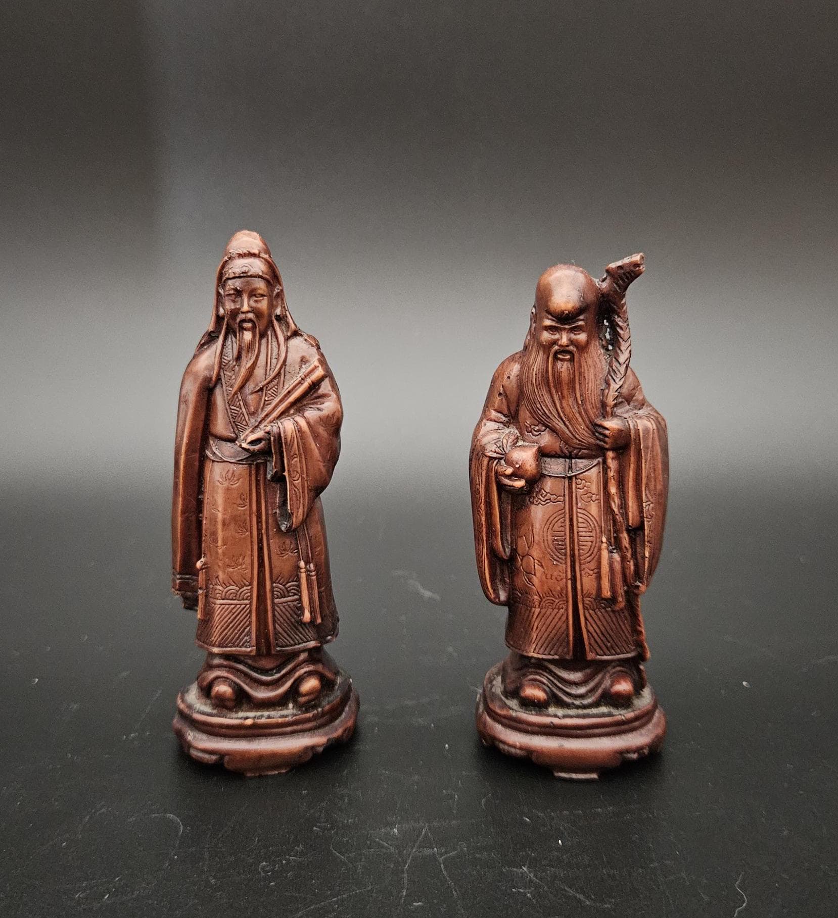 Vintage Hand Carved Boxwood Asian Philosopher Statues – Set of 2 - Etsy