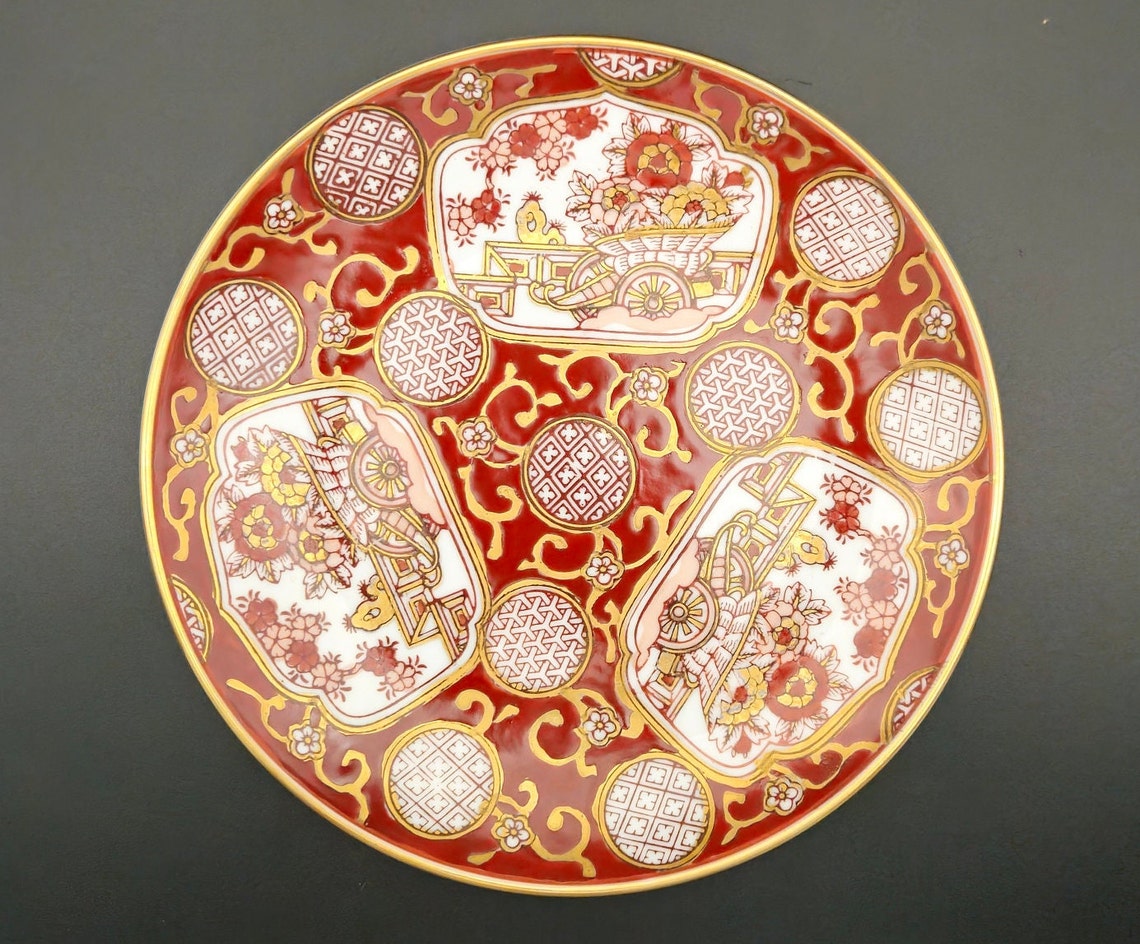 Vintage Gold Imari Plate Hand Painted Decorative Porcelain Dish Wall ...