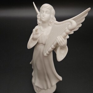 Vintage Dresden Germany White Porcelain Angel Figurine Playing Harp ...
