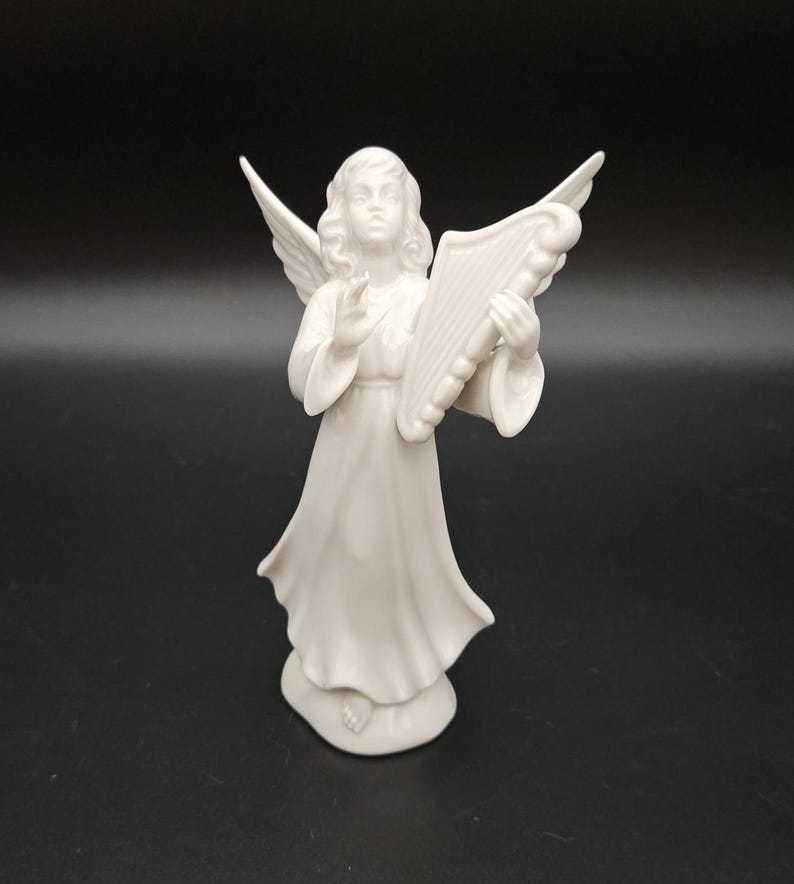 Vintage Dresden Germany Porcelain Angel Figurine – Harp Player ...