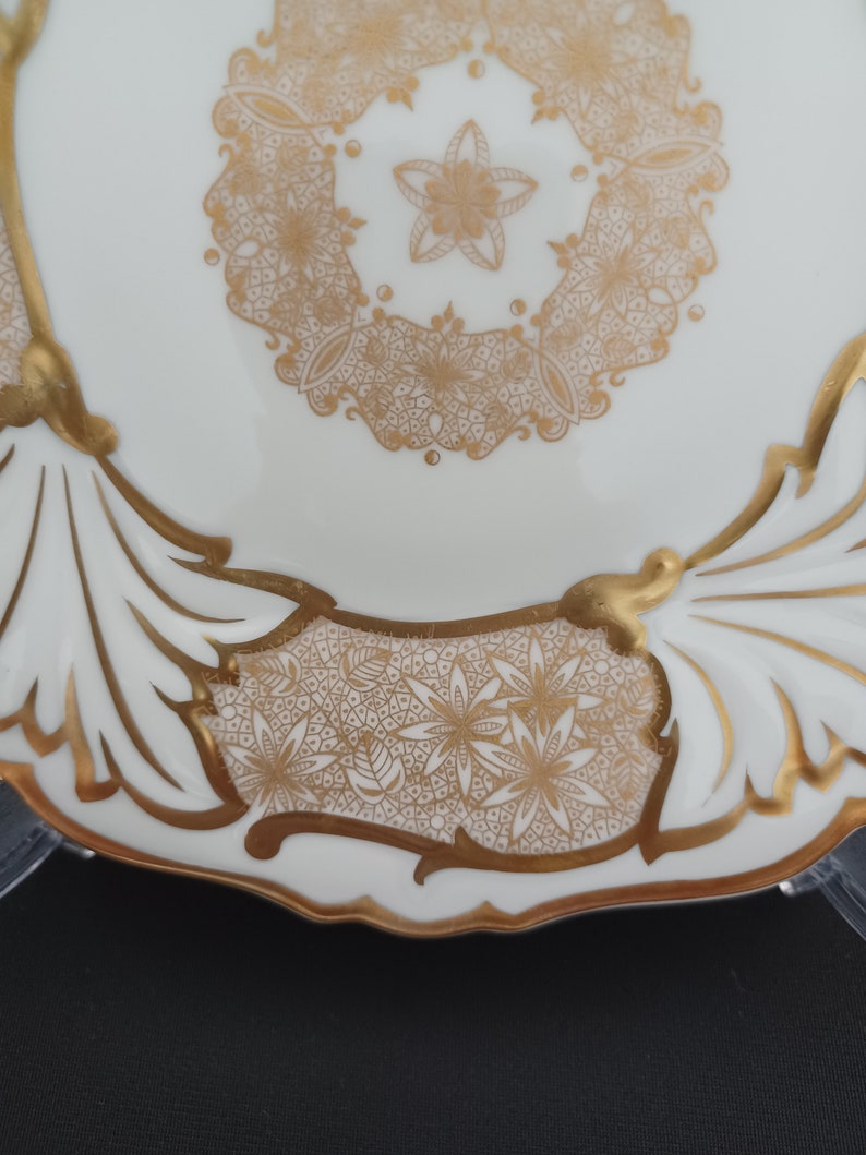 Vintage Weimar Porcelain Gold Floral Motif Platter Plate Weimar East ...