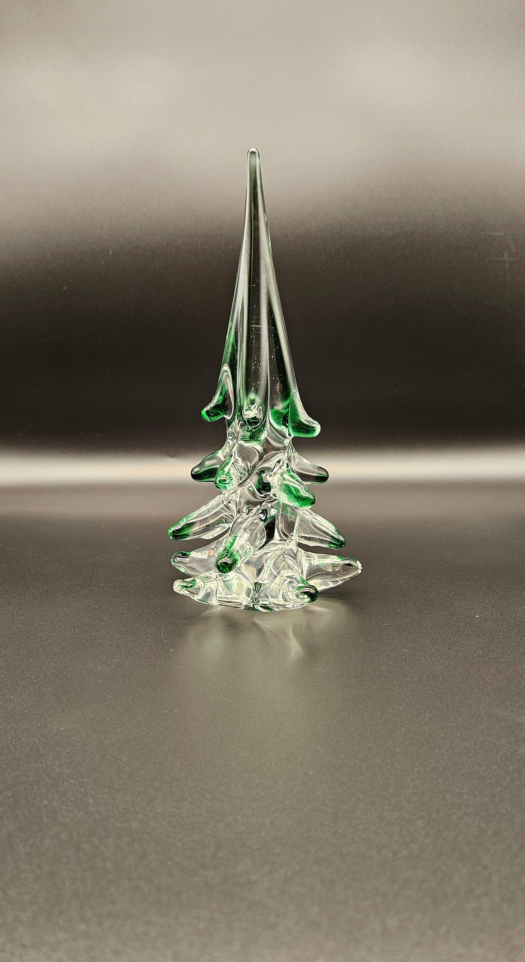Vintage Murano Christmas Tree - Green Tipped Clear Glass - Murano Italy ...