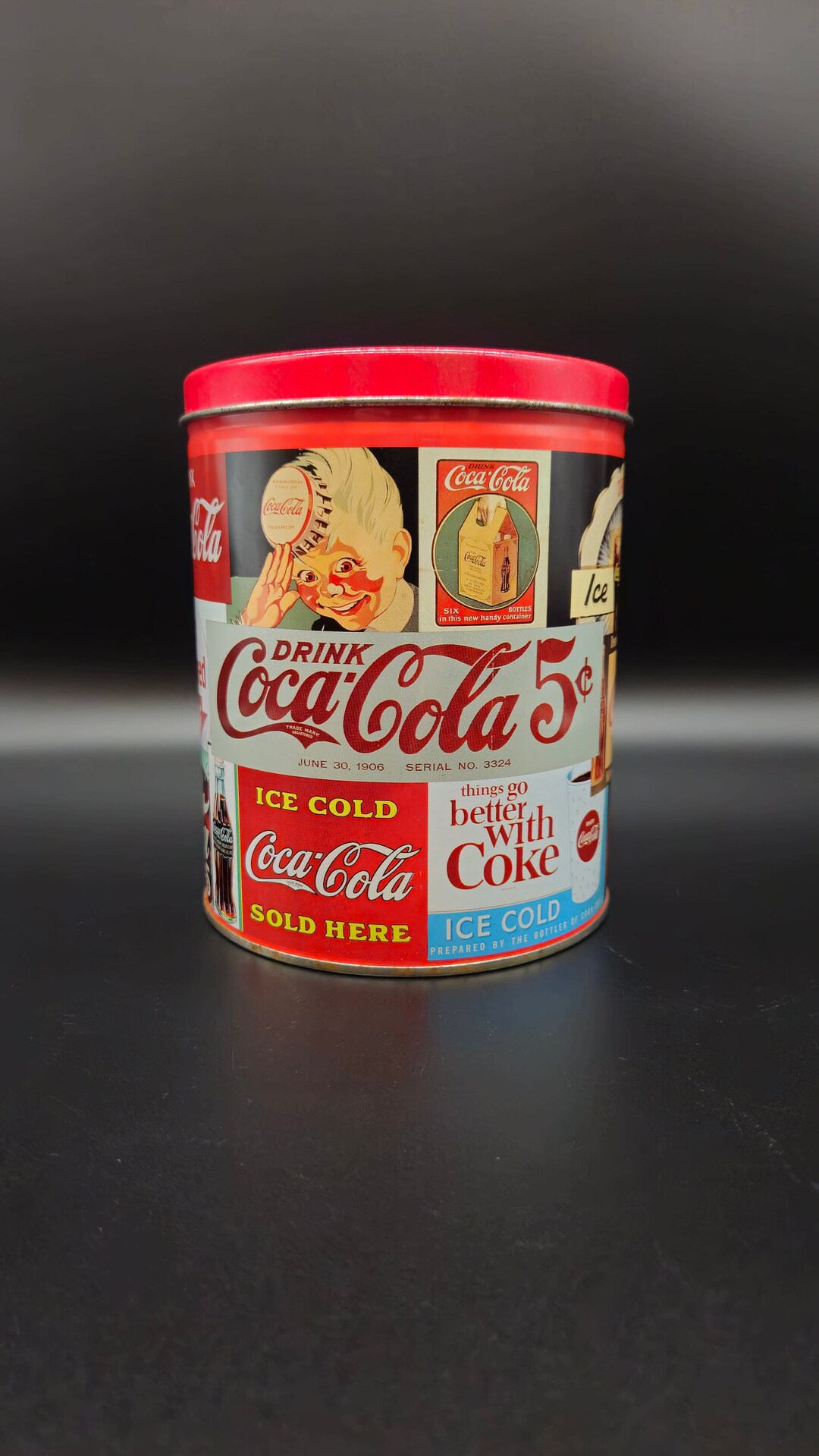 Vintage Coca-cola Round Metal Tin Can With NEW Sealed 700 Piece Puzzle ...