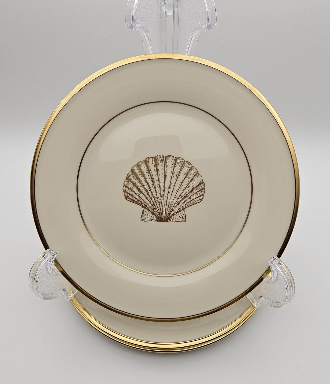Rare Plate Lenox - Eternal Collection - Shell - Salad Dish - Ivory Body With Wide Gold Rim ...