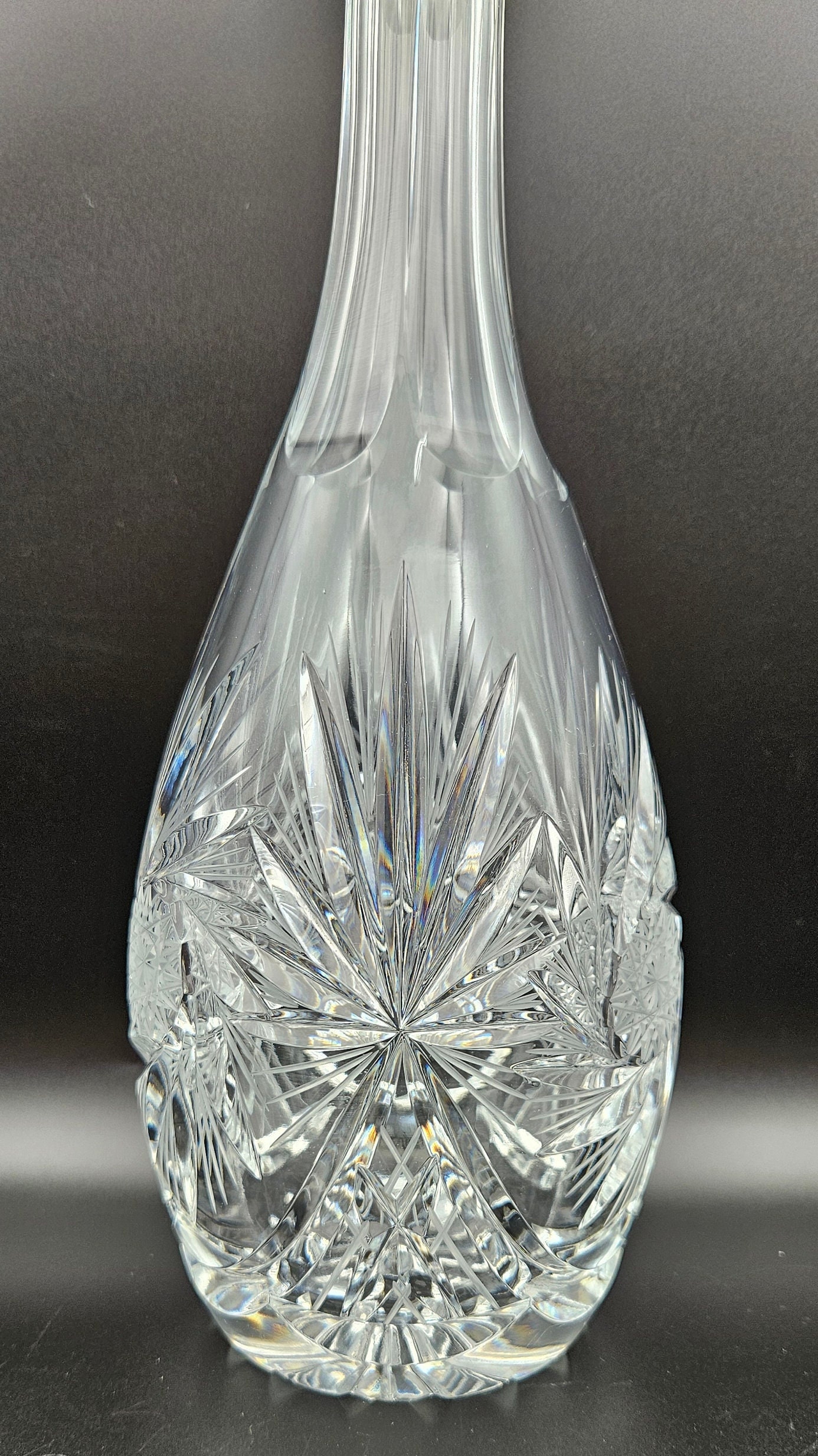 Vintage Crystal Wine Decanter With Stopper, Pinwheel Cut Glass - Etsy