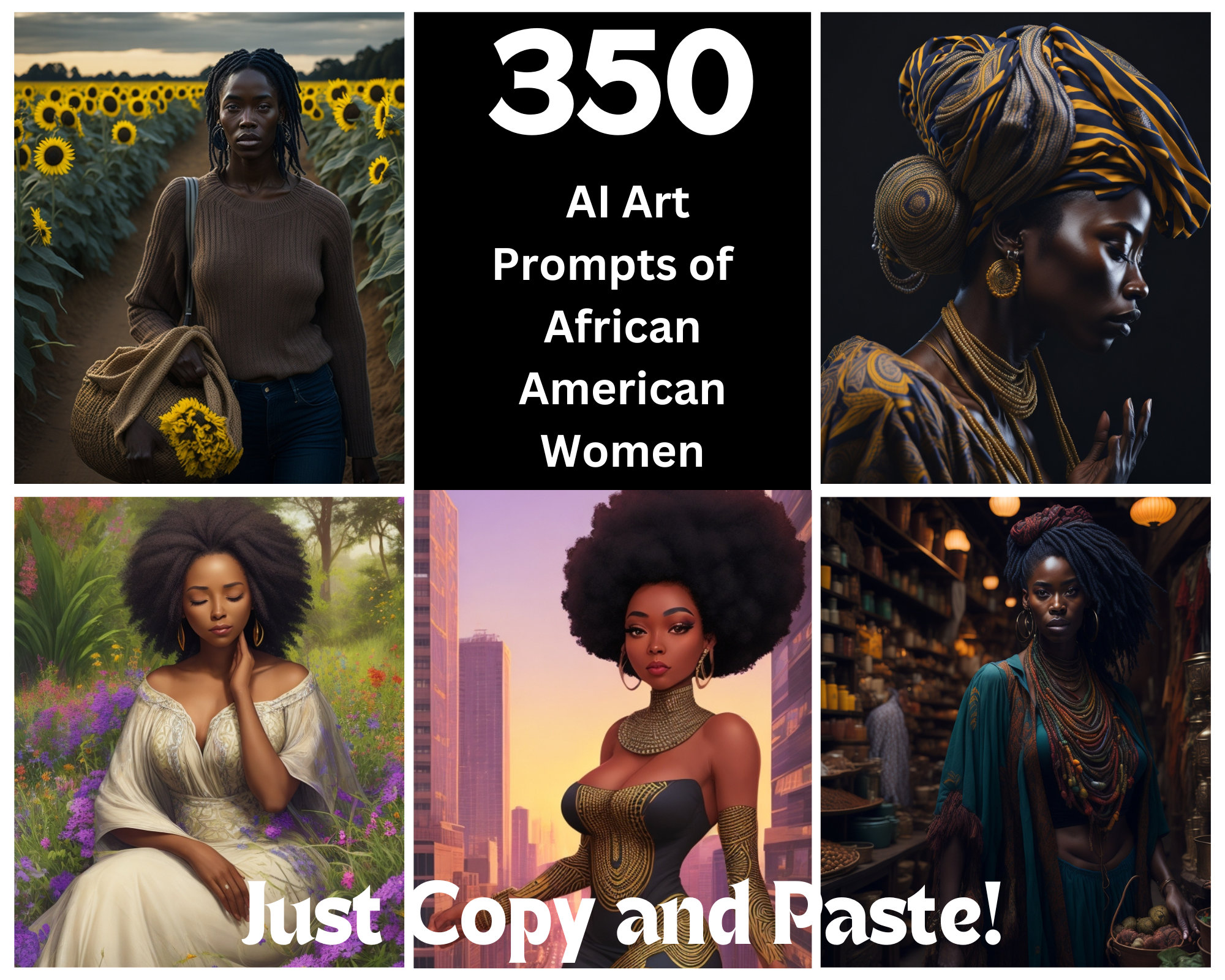 350 Ai Art Prompts African American Women 350 Scenesmodels Instant Access Text To Image 