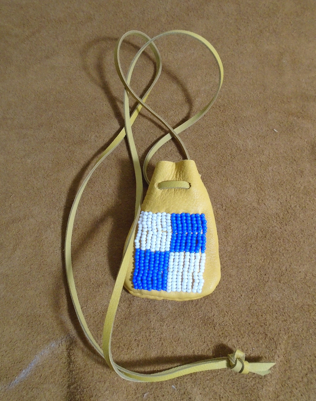 Blue and White Beaded Amulet Pouch - Etsy
