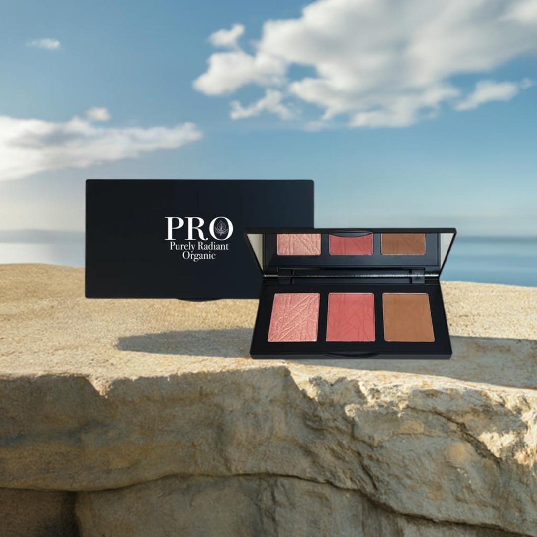Organic Pro Cheek Palette: Blush, Contour & Highlighter Set for Radiant ...