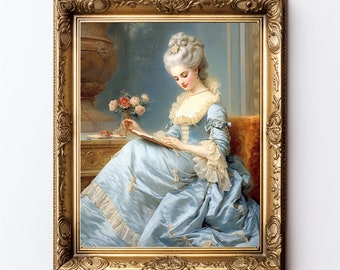 Rococo Lady Marie Antoinette Pink Art Print - Renaissance, Victorian - Etsy