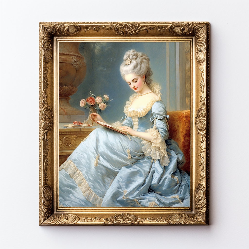 Rococo Lady Reading Marie Antoinette Art Print - Renaissance, Victorian ...