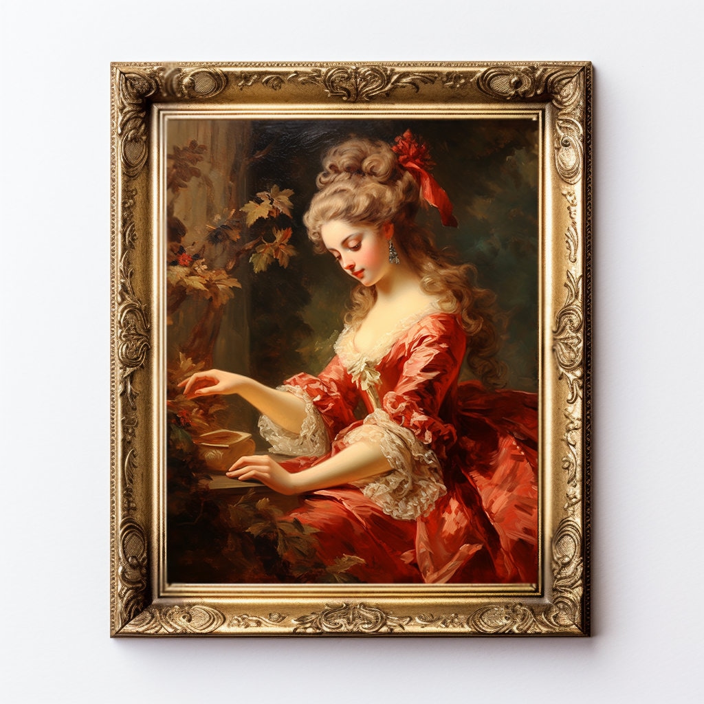 Autumn Rococo Lady - Art Print - Oil Painting, Rococo, Renaissance ...