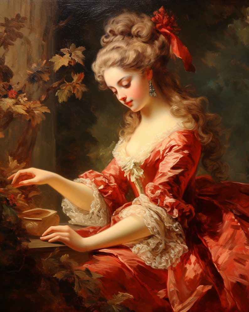 Autumn Rococo Lady - Art Print - Oil Painting, Rococo, Renaissance ...