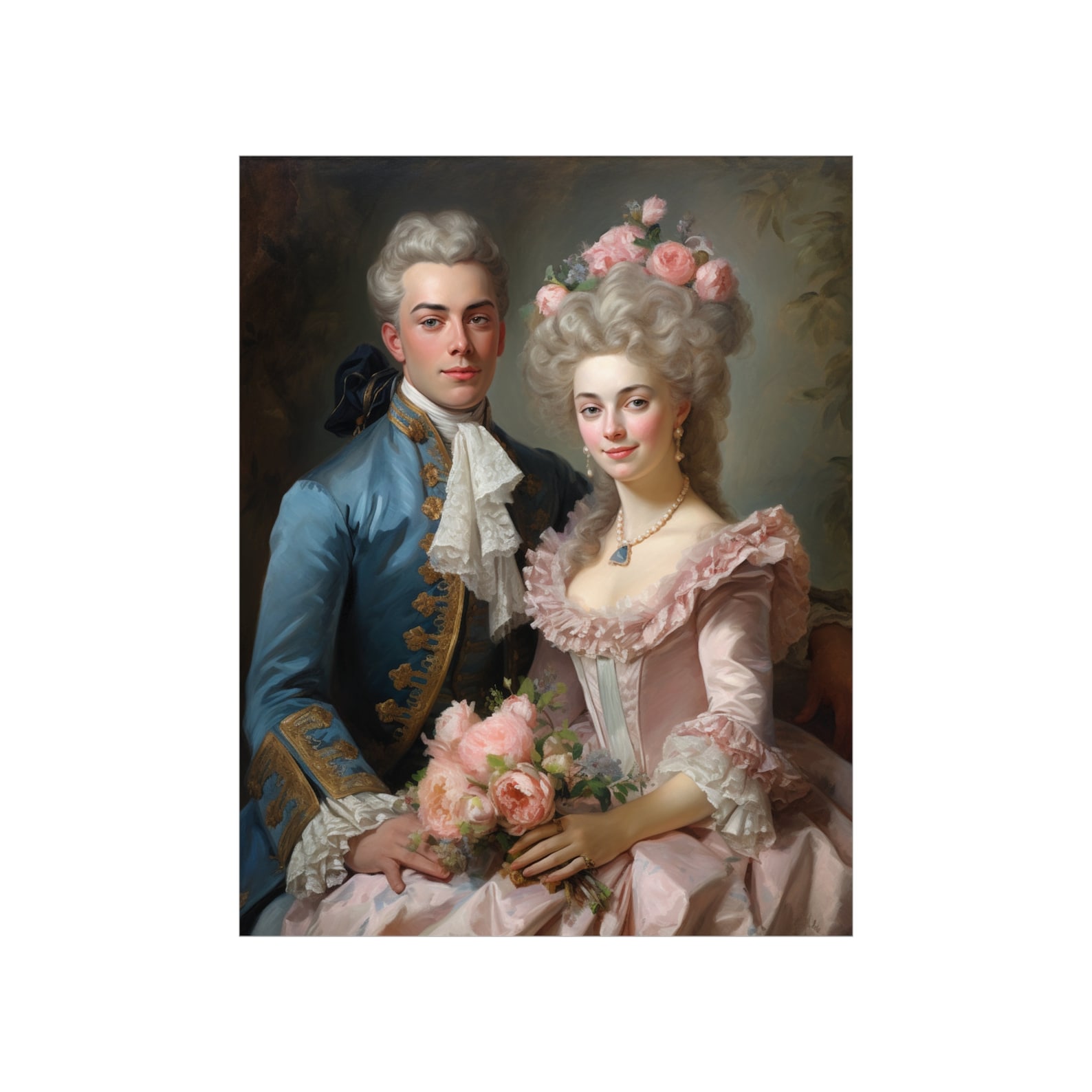 Rococo Couple Portrait Art Print Oil Painting, Rococo, Renaissance ...