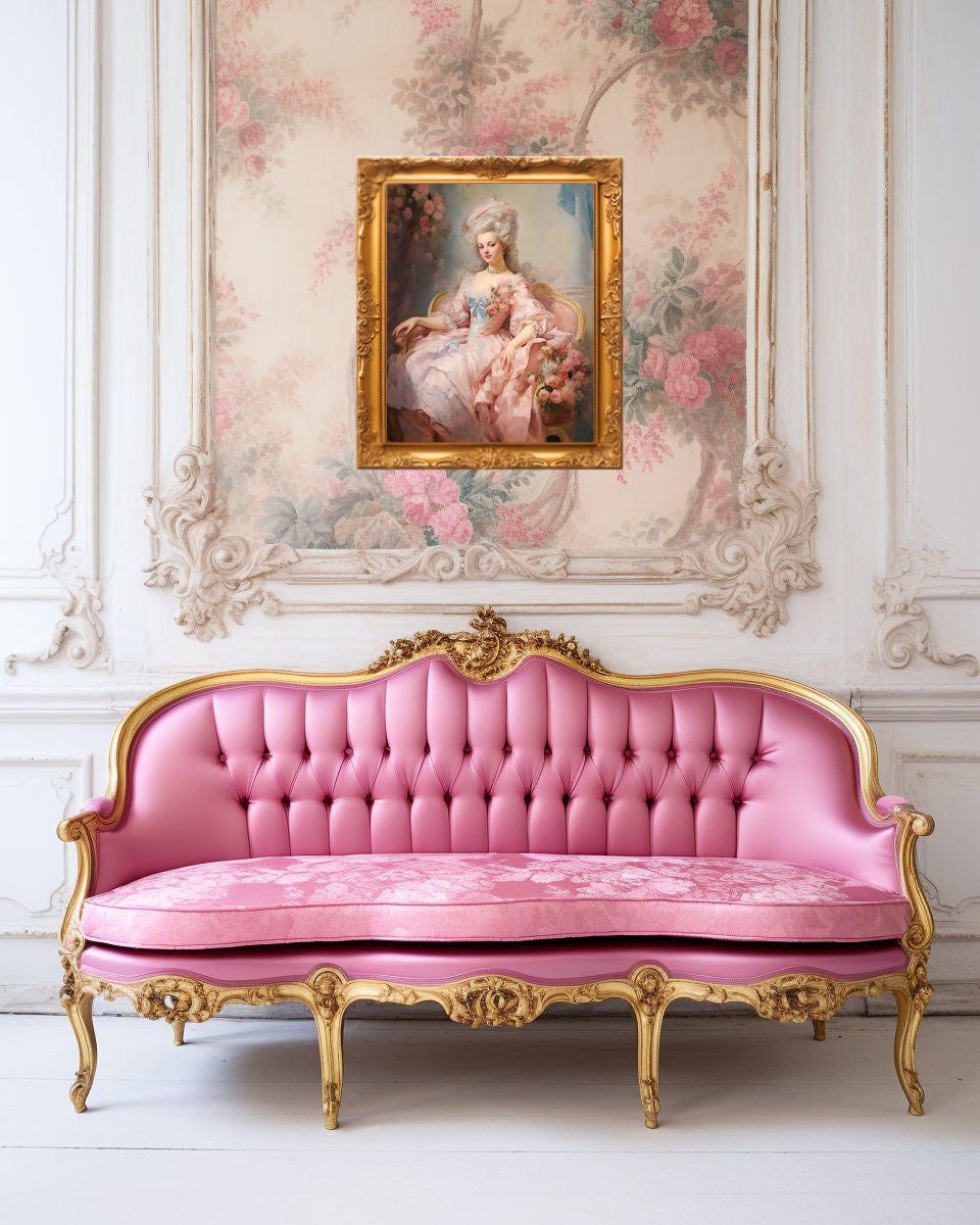 Marie Antoinette in Pink - Art Print - Oil Painting, Rococo ...
