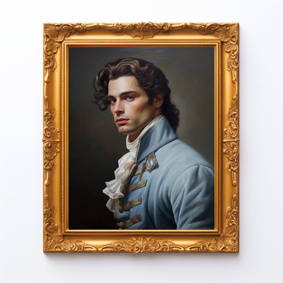 Handsome Rococo Man in Blue - Art Print - Oil Painting, Rococo ...