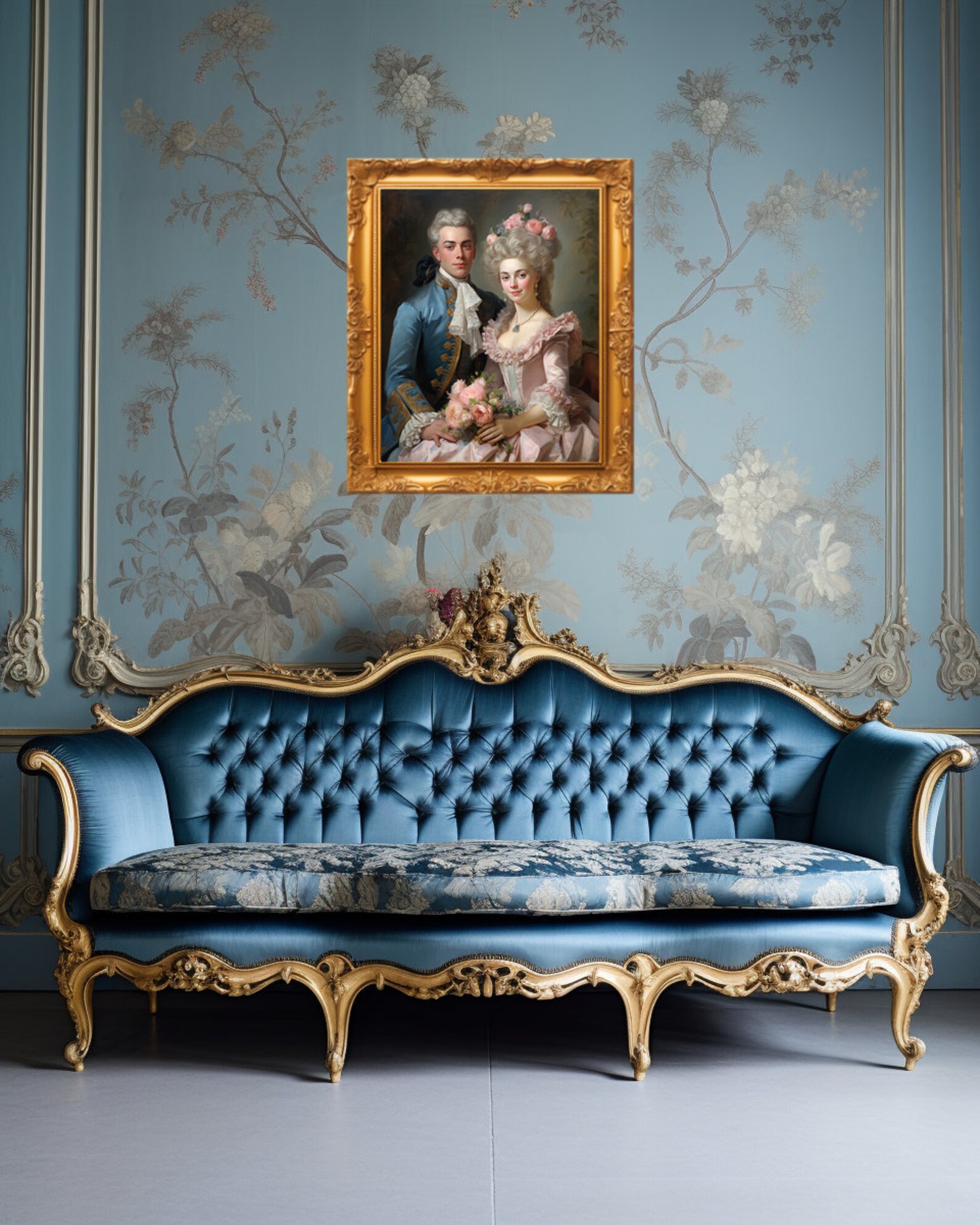 Rococo Couple Portrait Art Print Oil Painting, Rococo, Renaissance ...