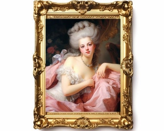 Rococo Lady Marie Antoinette Pink Art Print - Renaissance, Victorian - Etsy