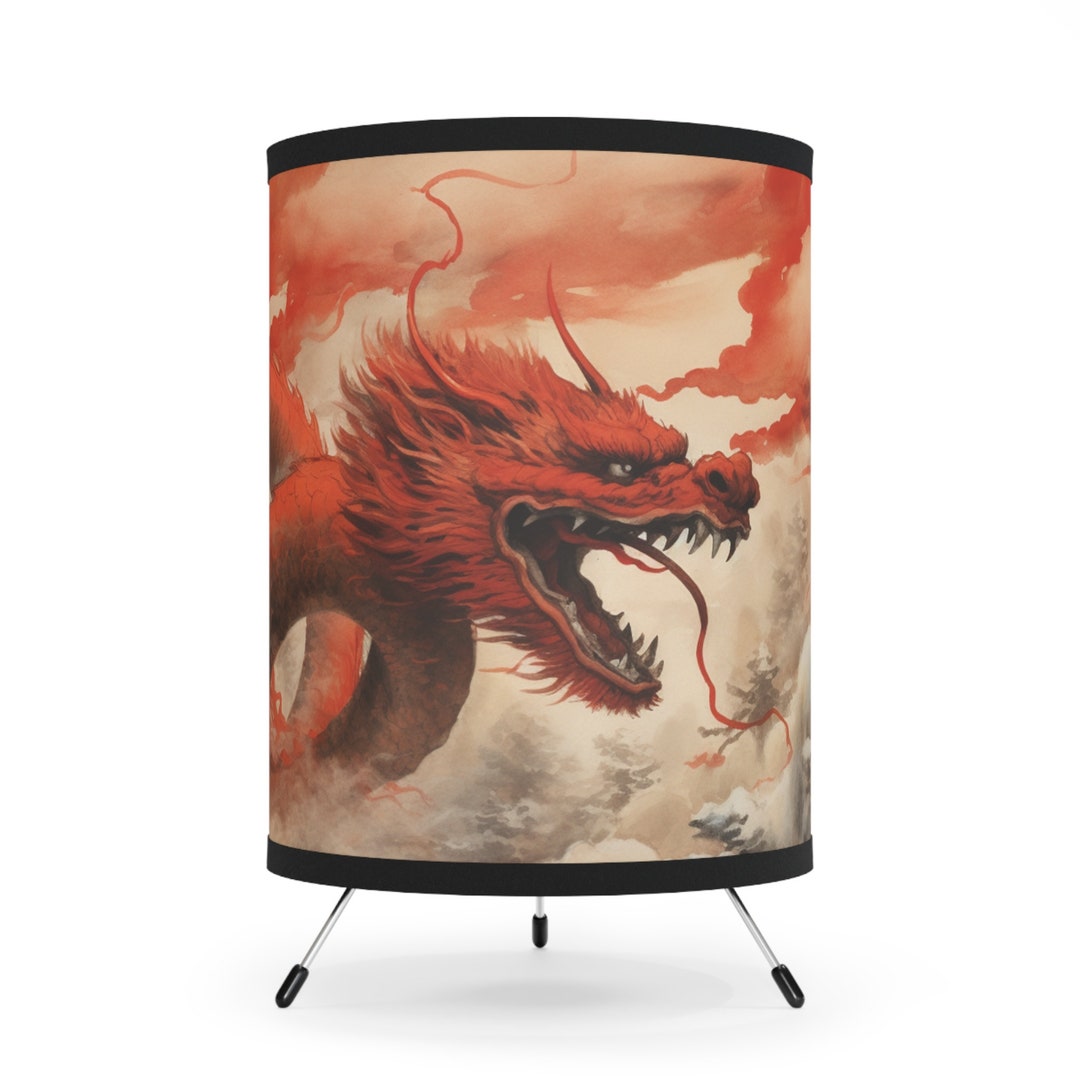 Japanese Dragon Table Lamp Asian Art Lamp - Etsy