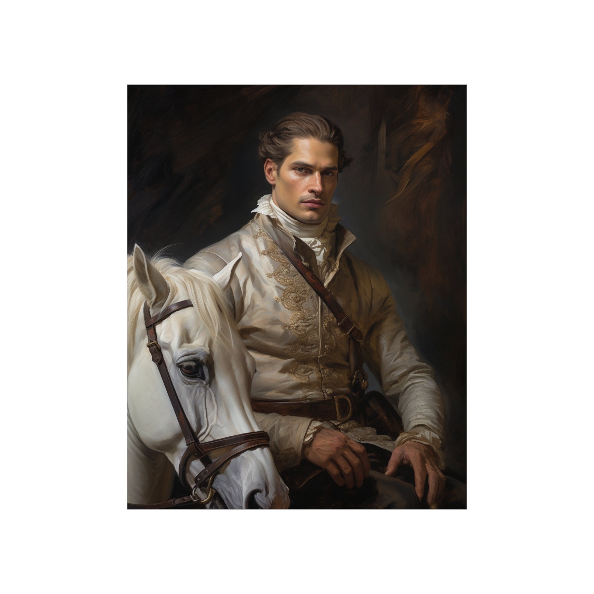 Soldier and His Horse - Art Print - Oil Painting, Rococo, Renaissance ...