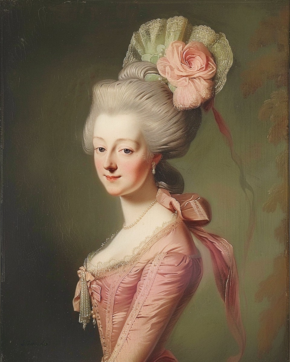 Marie Antoinette Portrait - Coquette, Rococo, Vintage Painting, Pink ...