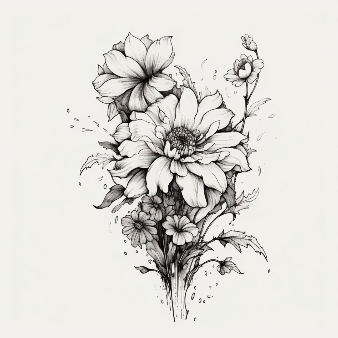 Flower Line Art - Etsy