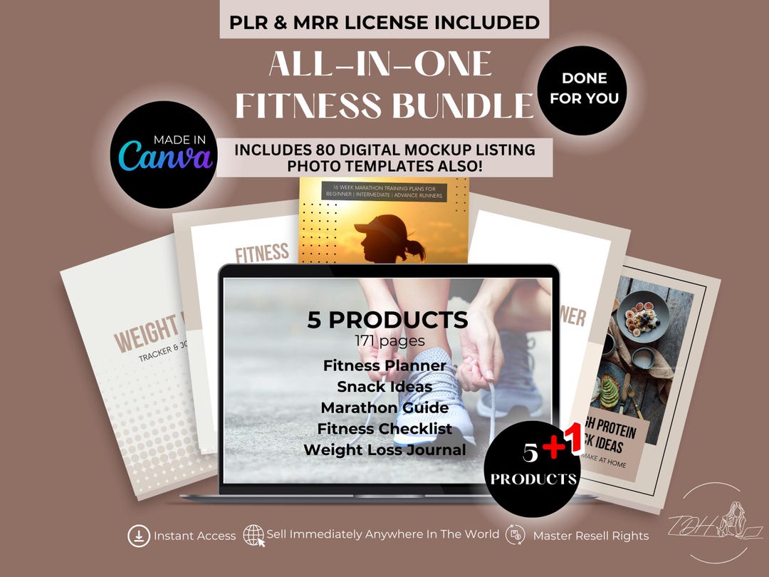 MRR PLR Fitness Digital Product Bundle Done-for-you Ebooks Fitness ...