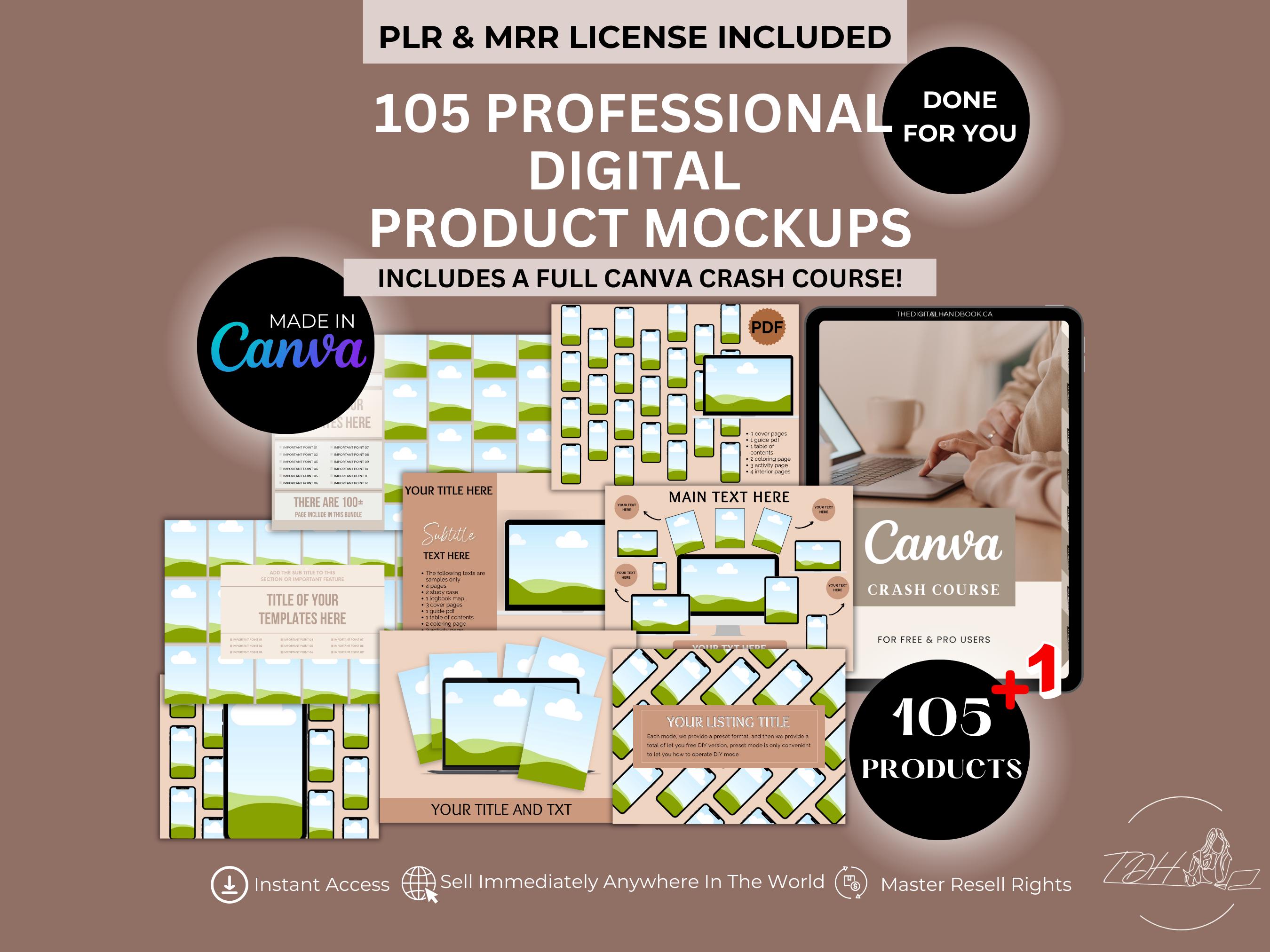 105 Digital Product Mockups: Canva Templates With Resell Rights (PLR ...