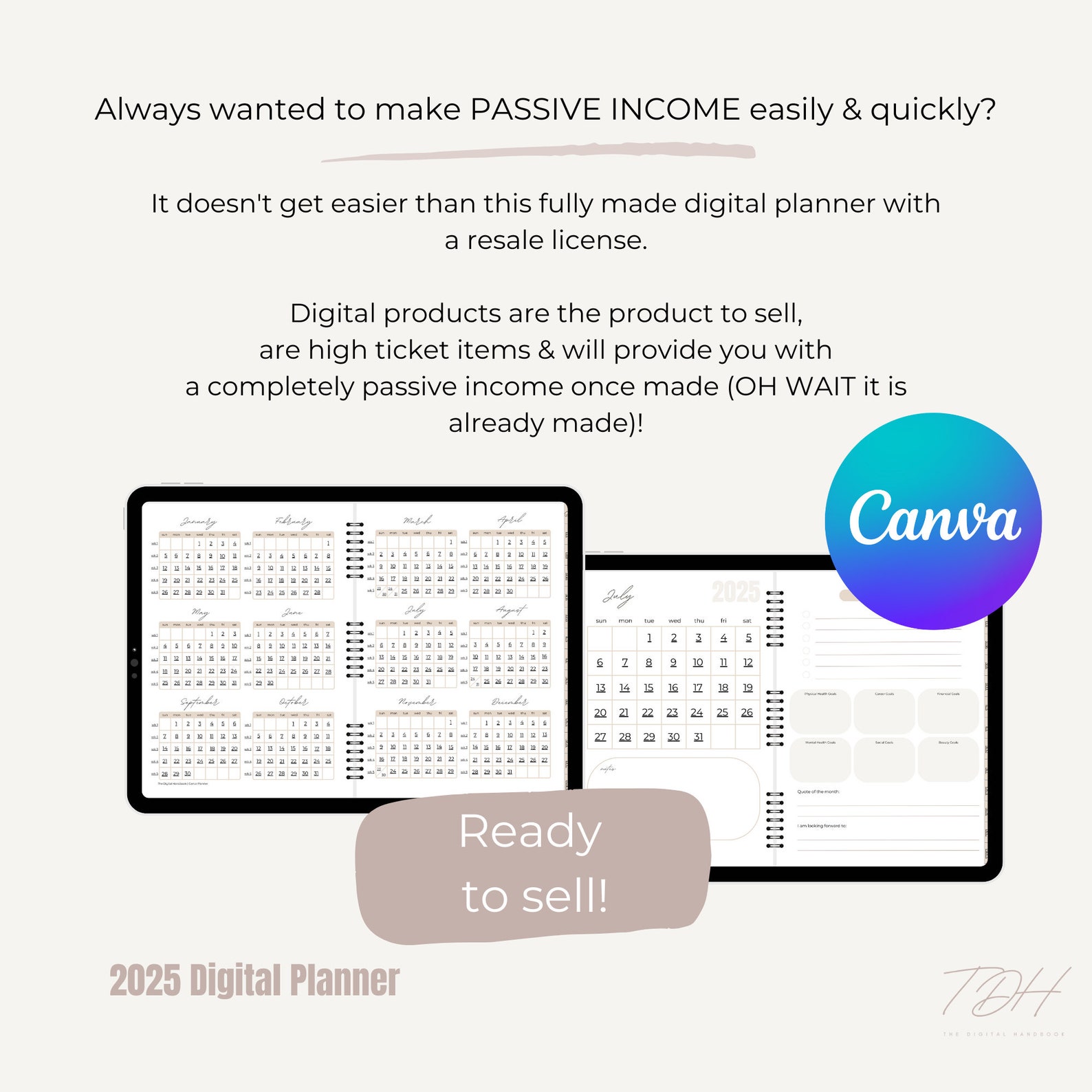 2025 Horizontal Digital PLR Planner to Resell, PLR Digital Planner ...