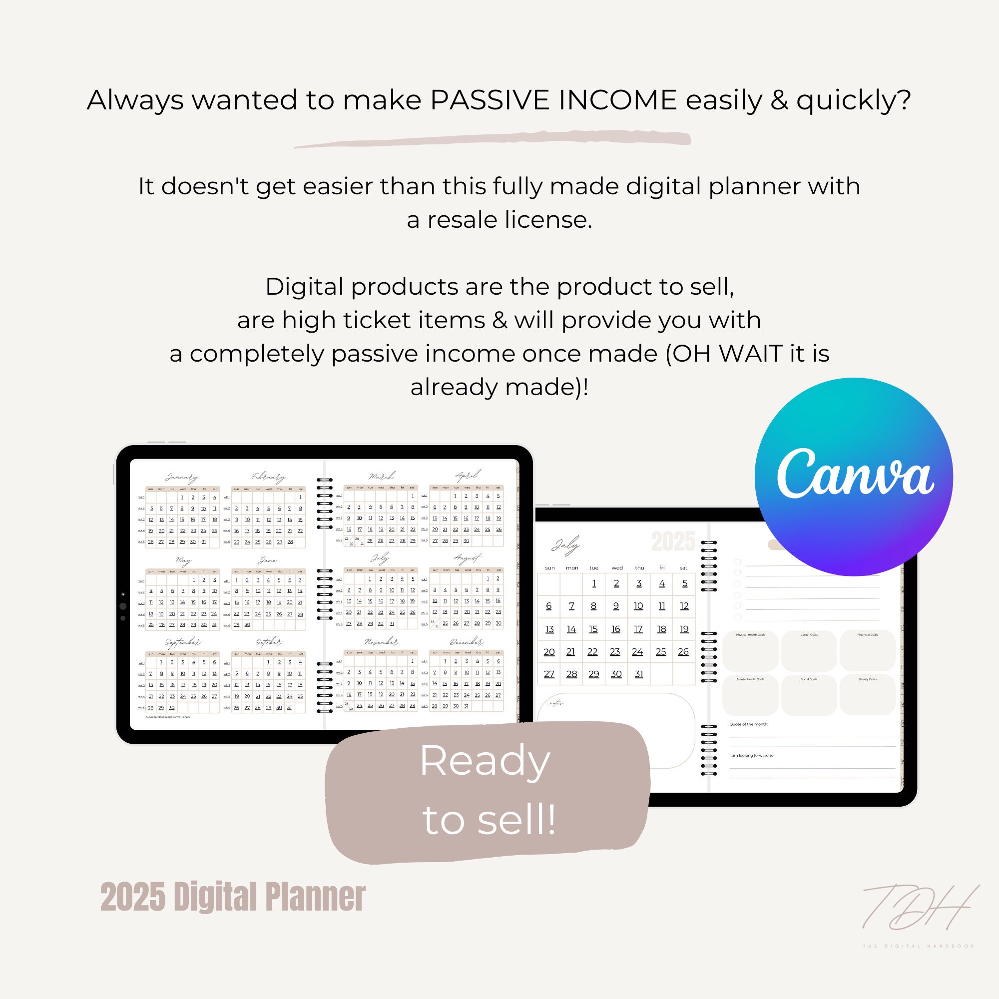 2025 Horizontal Digital PLR Planner to Resell, PLR Digital Planner ...