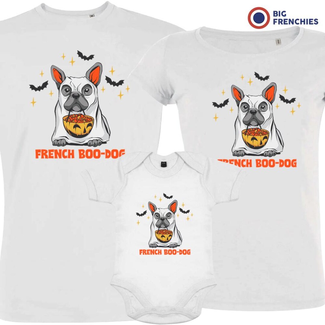 French Boo-dog Halloween Matching Premium Organic Cotton Family Set set ...