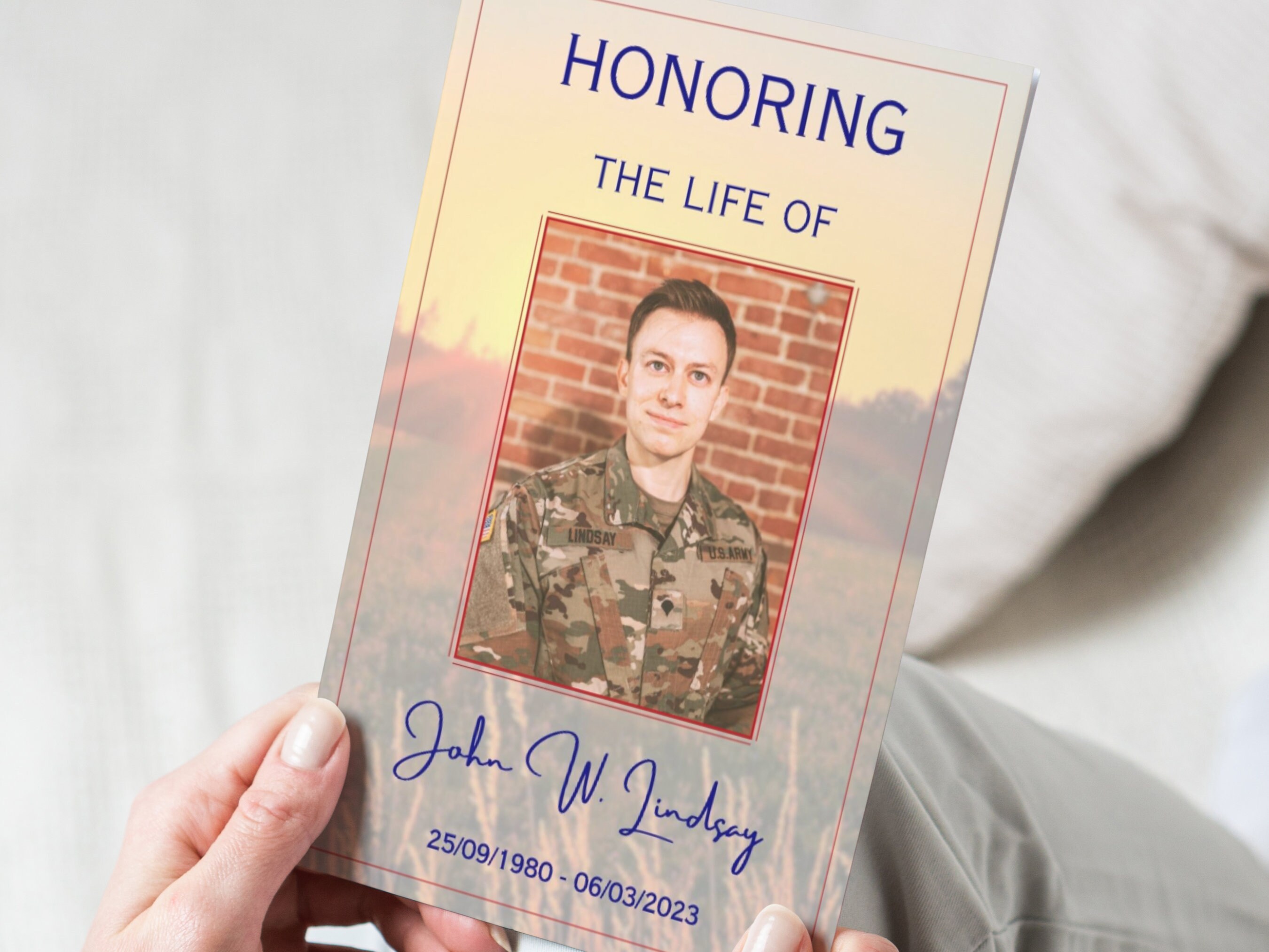 US Veteran Funeral Program Template, American Memorial Service ...