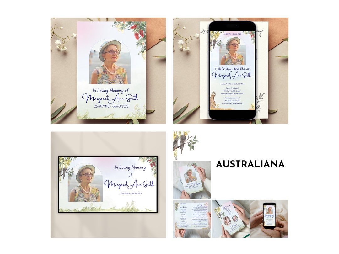 Floral Birds Funeral Bundle, Memorial Service Templates, Printable ...