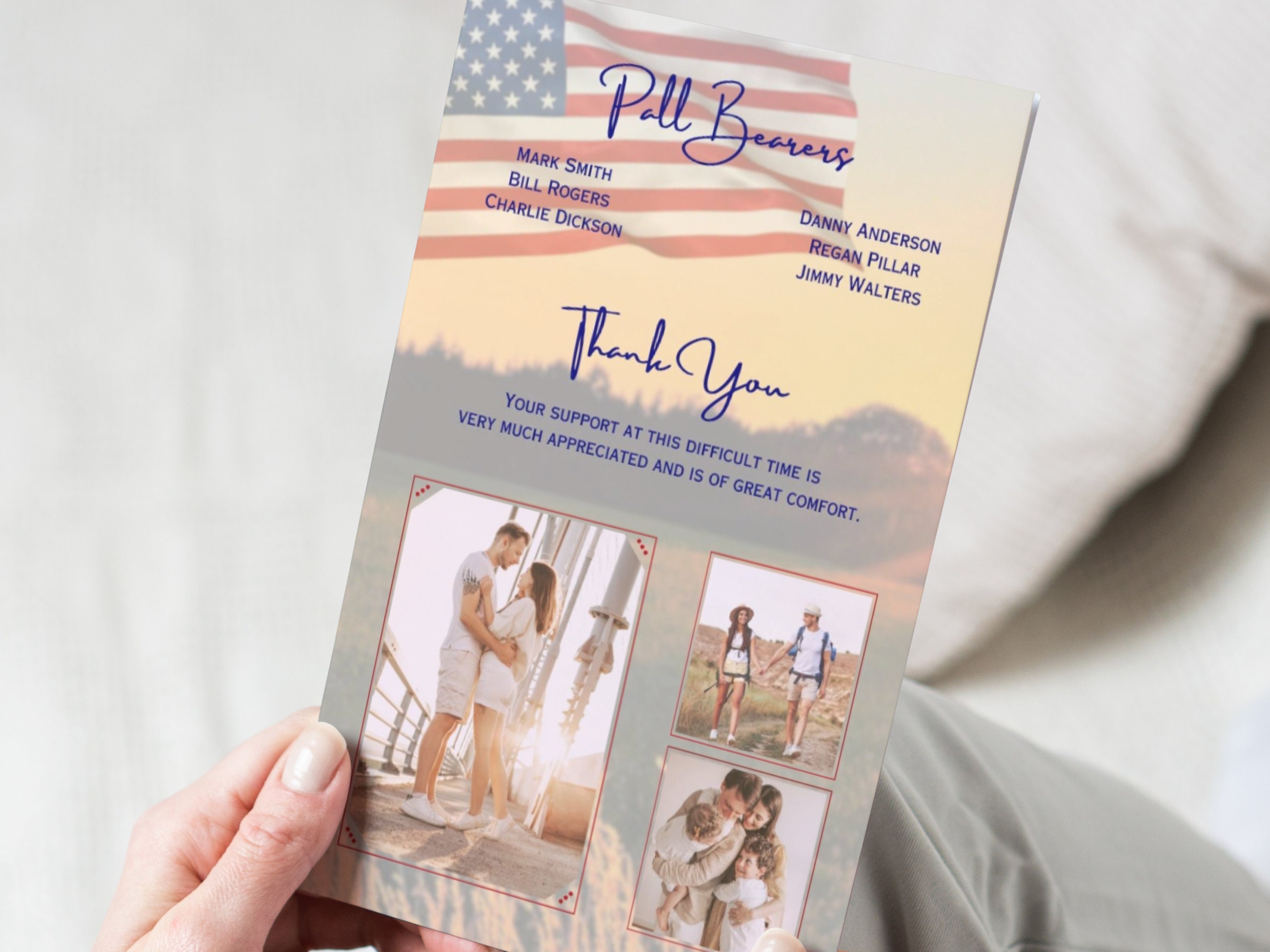 US Veteran Funeral Program Template, American Memorial Service ...