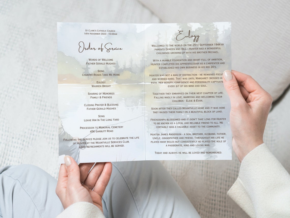 Forever Fishing Funeral Program, Fisherman Memorial Service, Printable ...
