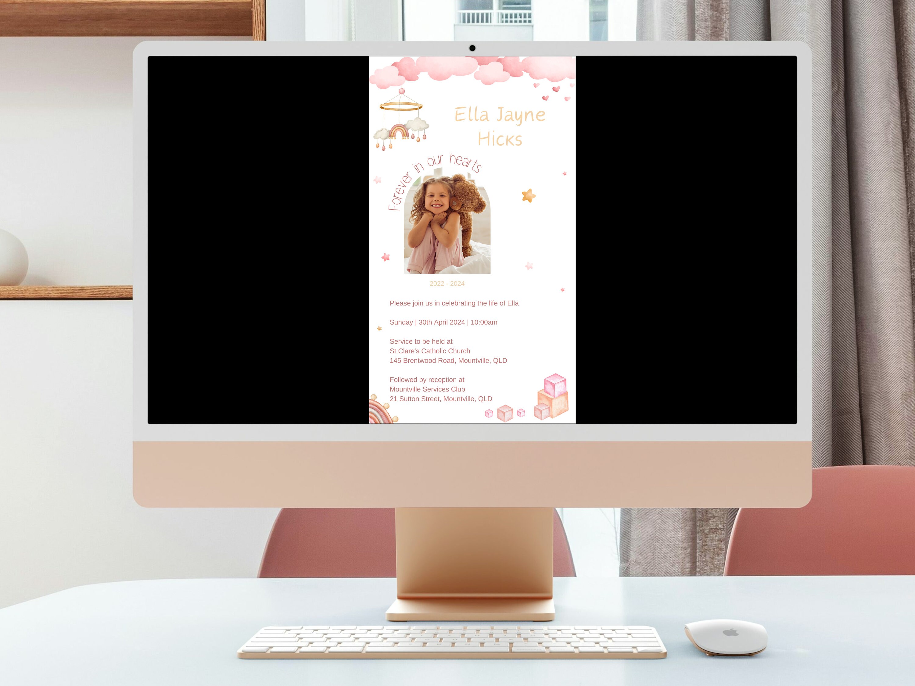 Children's Funeral Invitation Template, Memorial Service Invite Baby ...