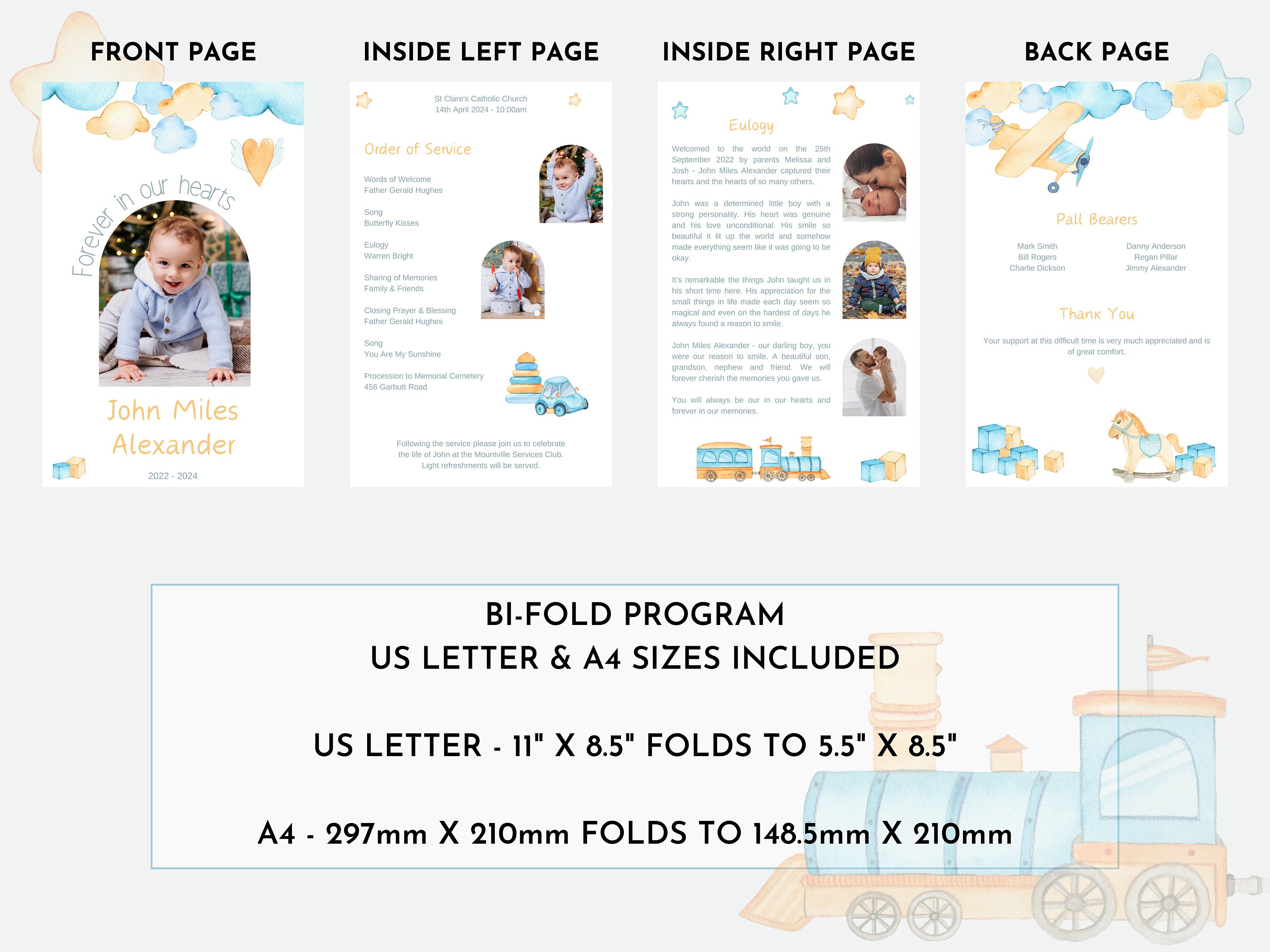 Kids Funeral Bundle, Child's Memorial Service Template, Celebration of ...