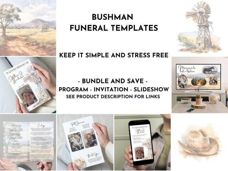 Country & Western Funeral Program, Memorial Service, Printable Order of ...