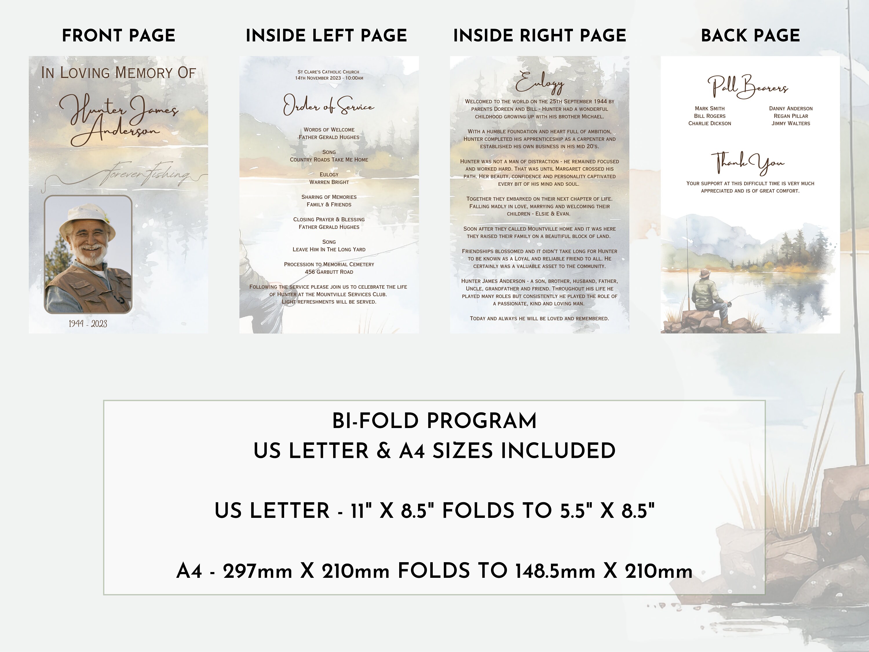 Forever Fishing Funeral Program, Fisherman Memorial Service, Printable ...