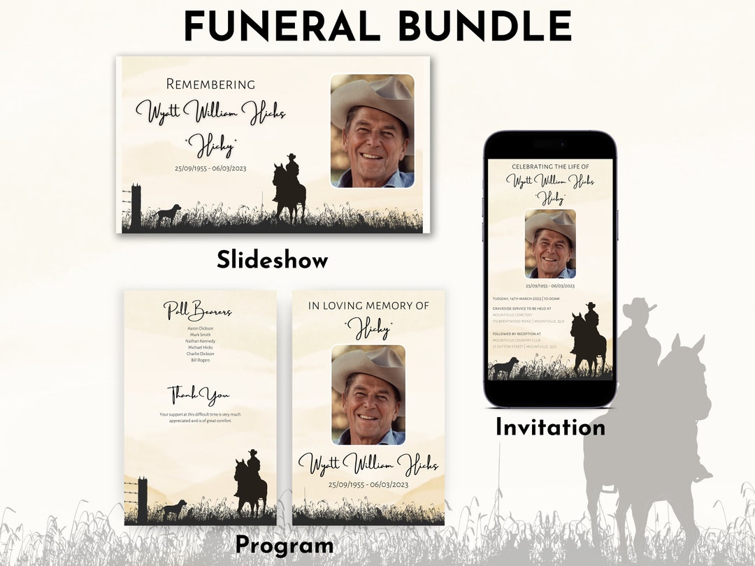Funeral Bundle Country & Western Memorial Service Template - Etsy