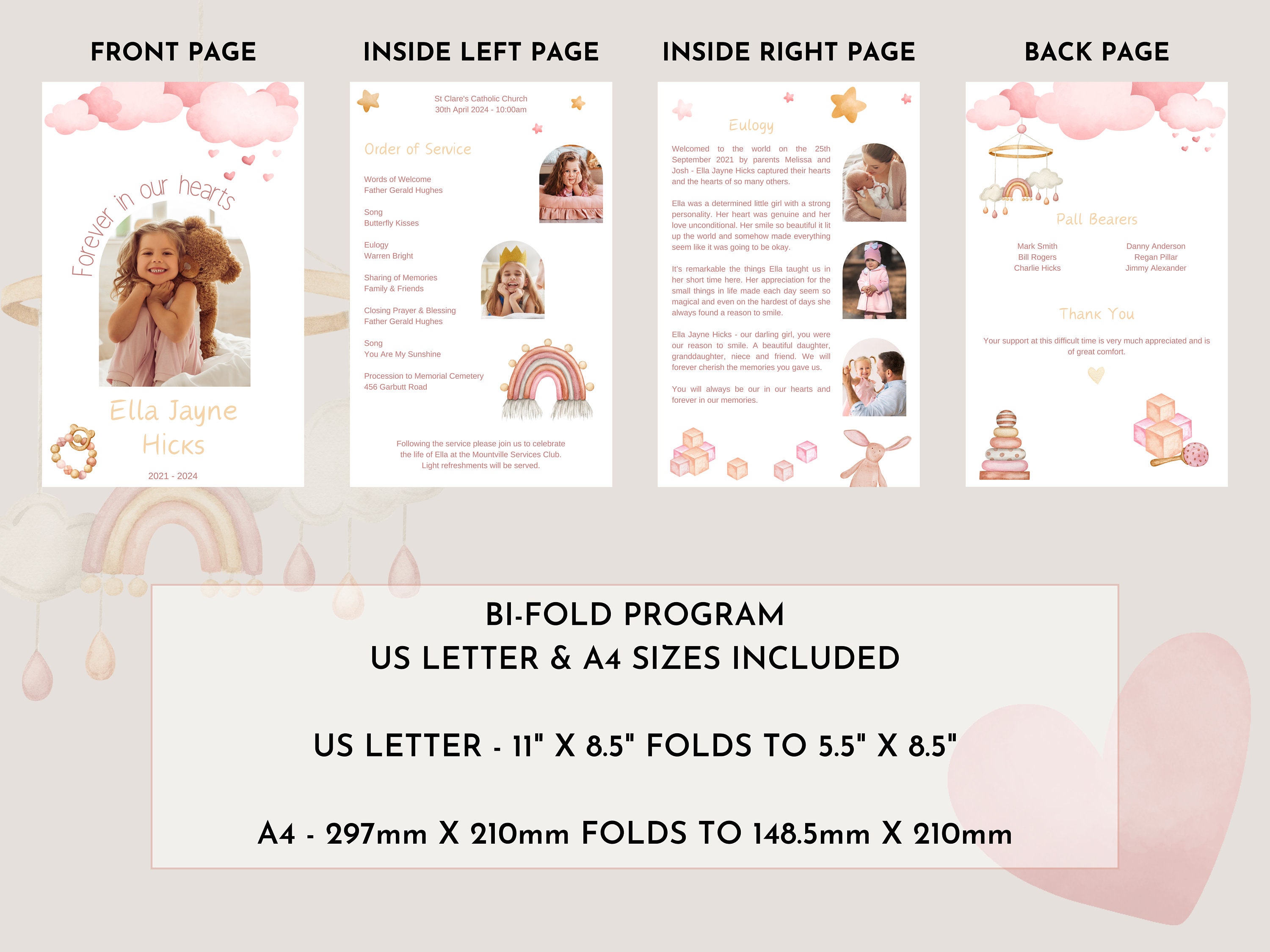 Kids Funeral Bundle, Child's Memorial Service Template, Celebration of ...