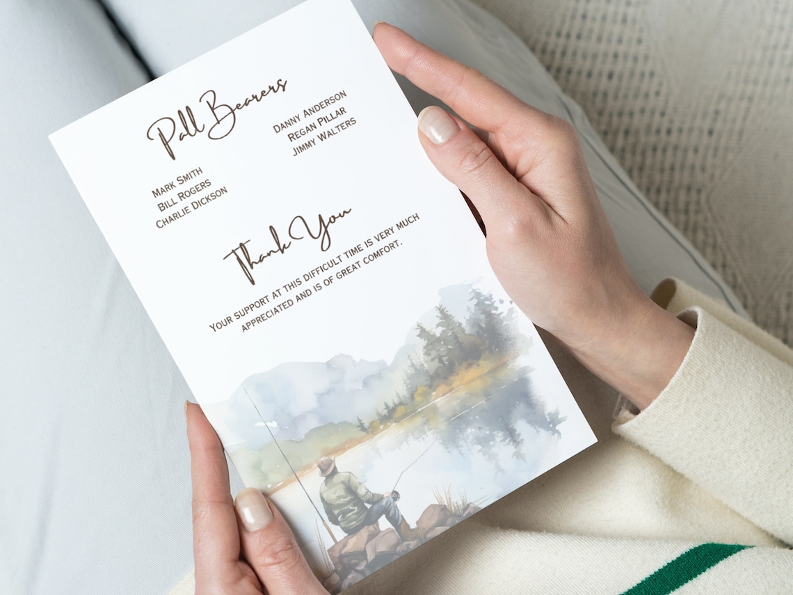 Forever Fishing Funeral Program, Fisherman Memorial Service, Printable ...